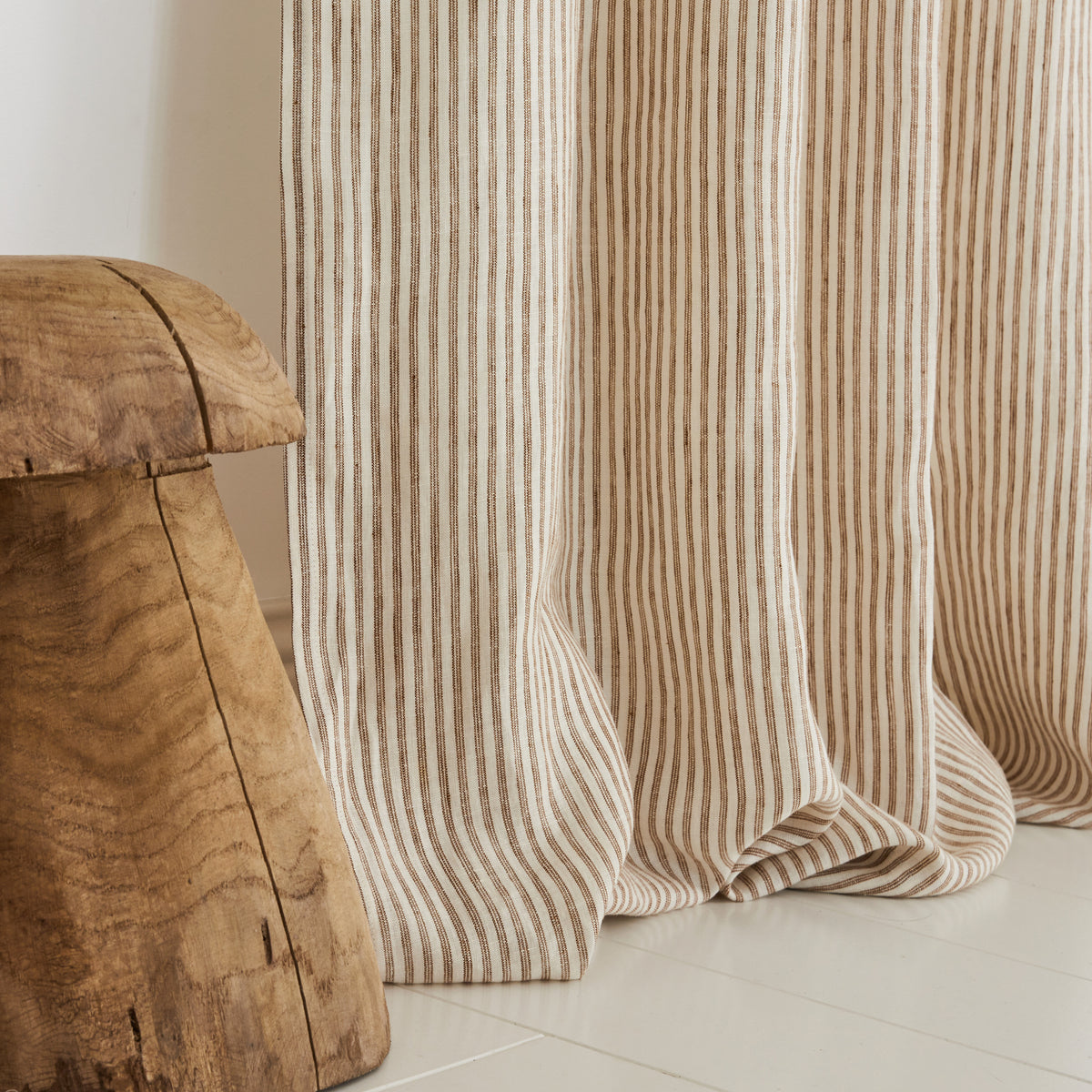 Rideau en Lin, Rayure Café – Le Petit Florilège